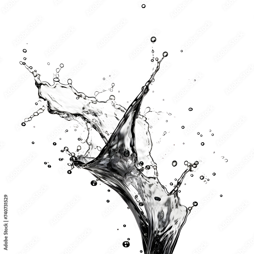 Black water splash isolated on transparent background. Royalty high ...