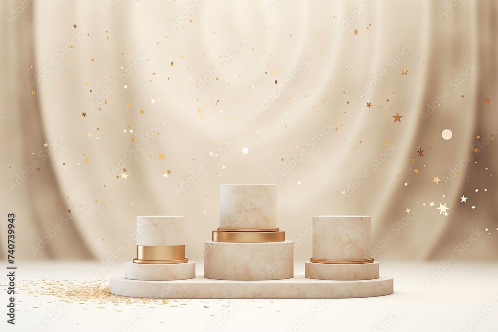 The triple round podium is a symbol of first second and third place in ...