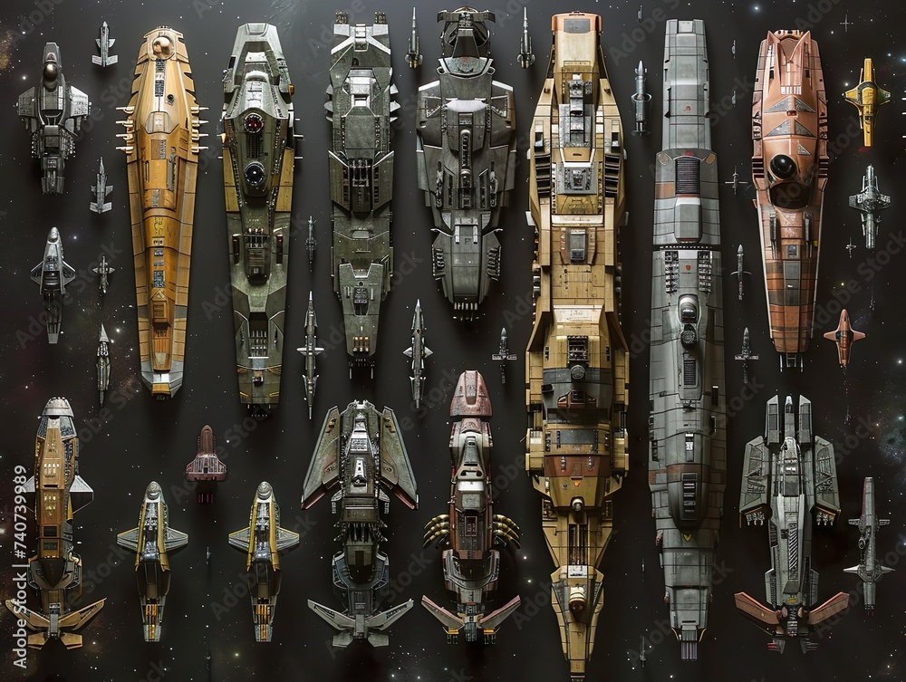 A space fleet in formation, gearing up for interplanetary warfare ...