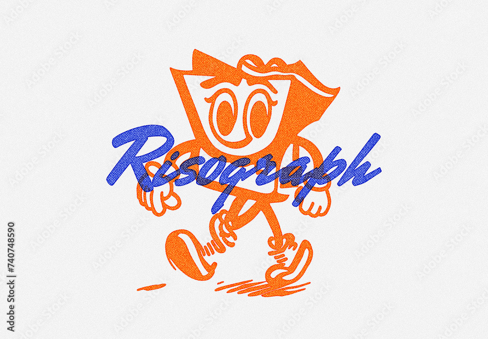 Vintage Risograph Double Exposure Photo Effect Mockup Stock Template ...