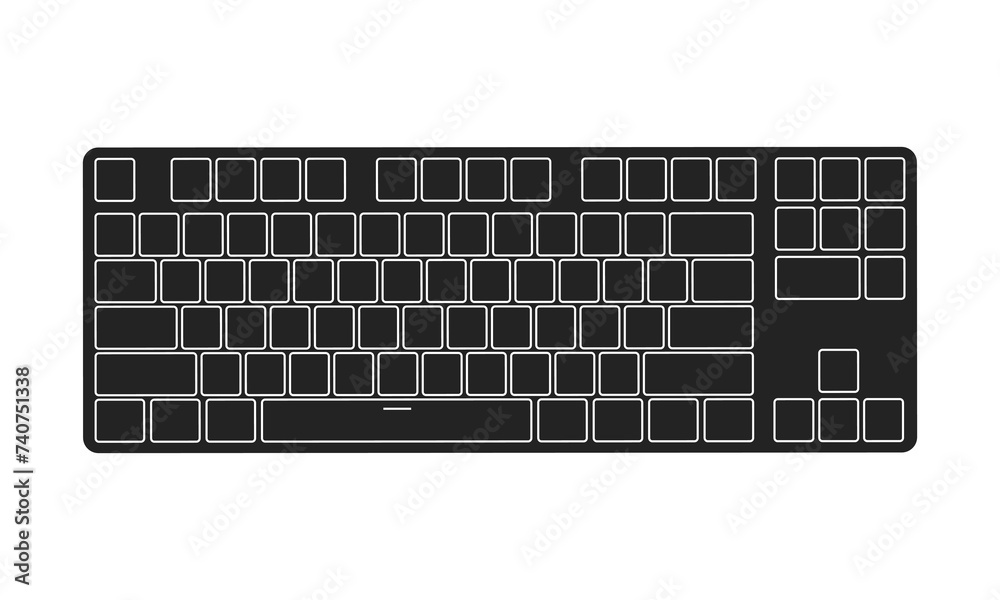 TKL Ten key less Gaming PC Mechanical Keyboard black outline in ...