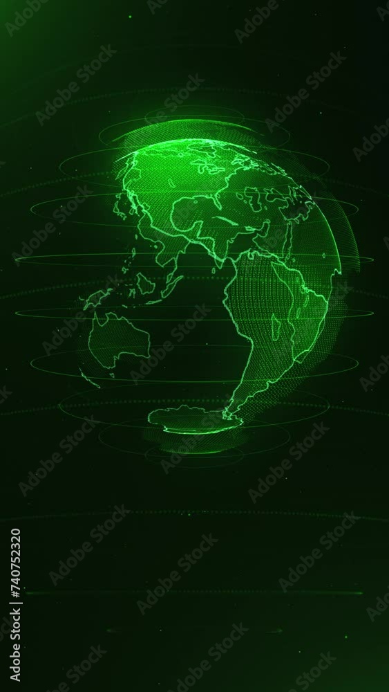 Vertical video - spinning green digital globe motion background ...