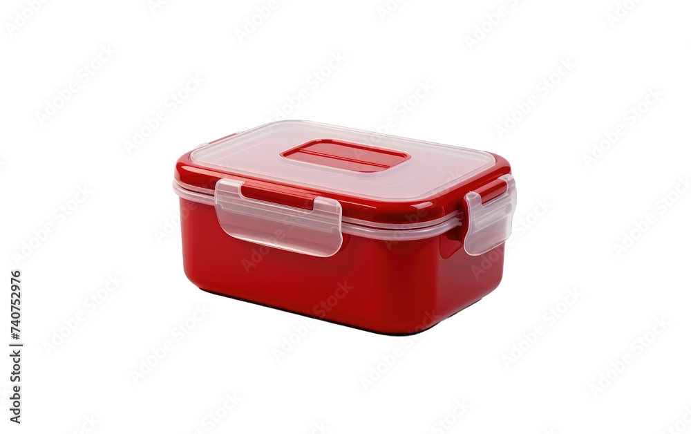 Red Lunch Box With Clear Lid. A photo of a red lunch box with a ...
