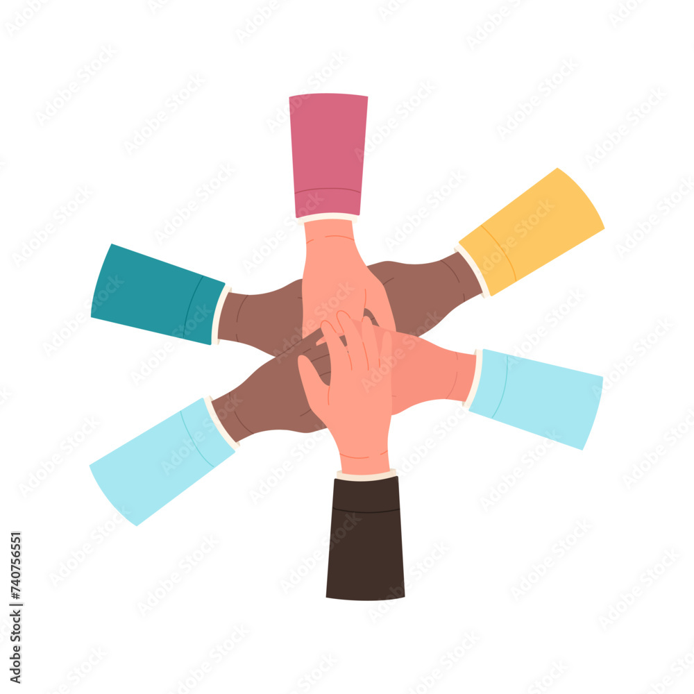 Teamwork hands together. Team business action plan, effective teamwork ...
