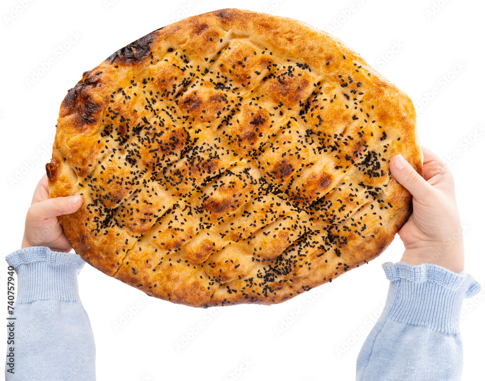 Ramadan bread, top view image of ramadan bread called Ramazan pide in ...