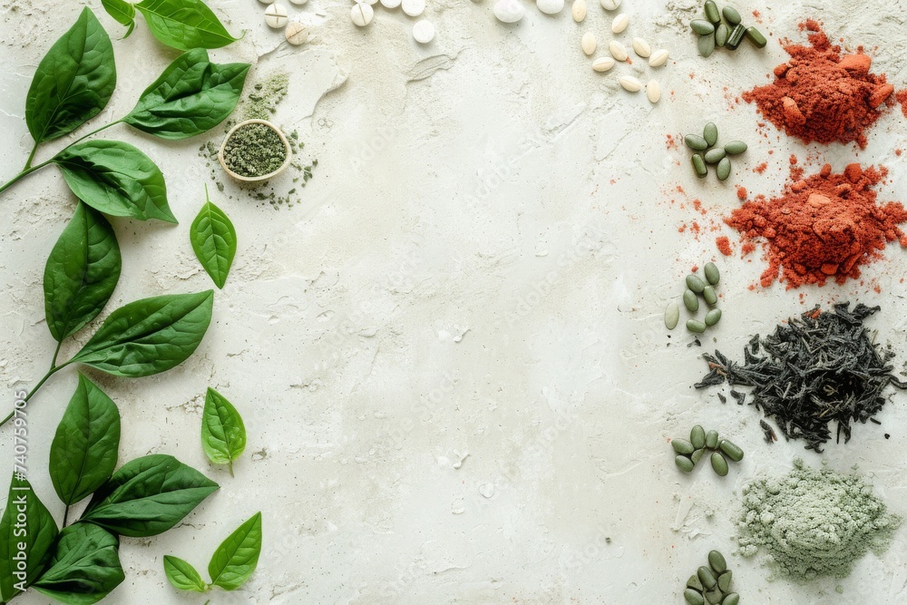 Background and banner with borders of medicinal plants. Stock Photo ...