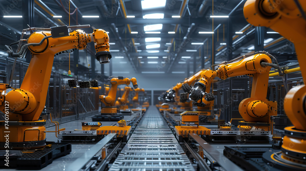 Automated Assembly Line: A modern manufacturing facility with robots ...