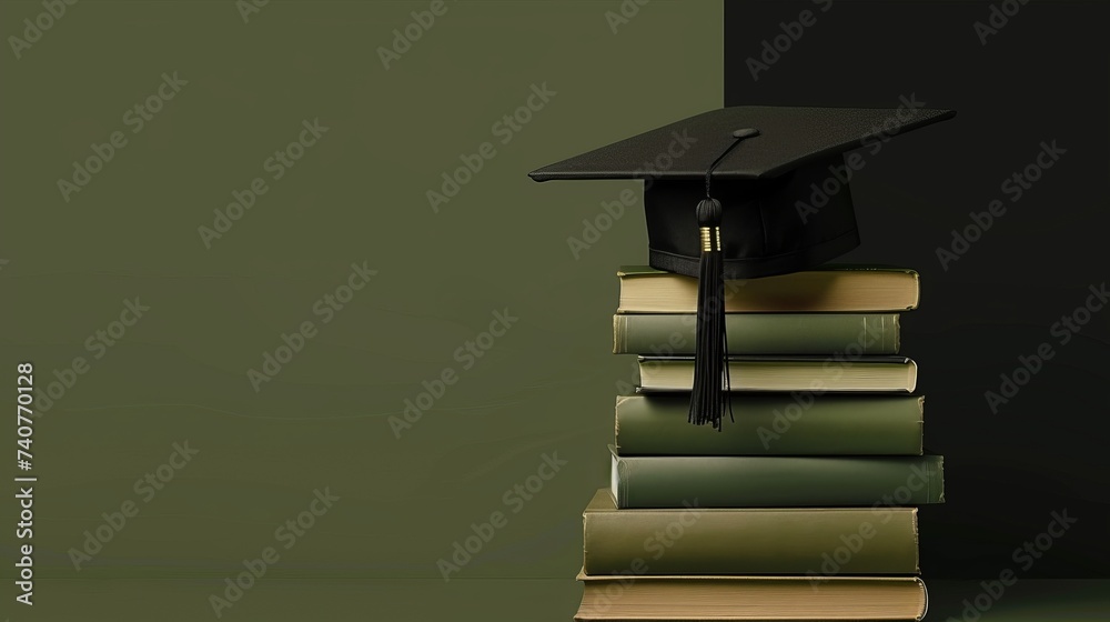 Academic achievement with an image featuring a stack of books ...