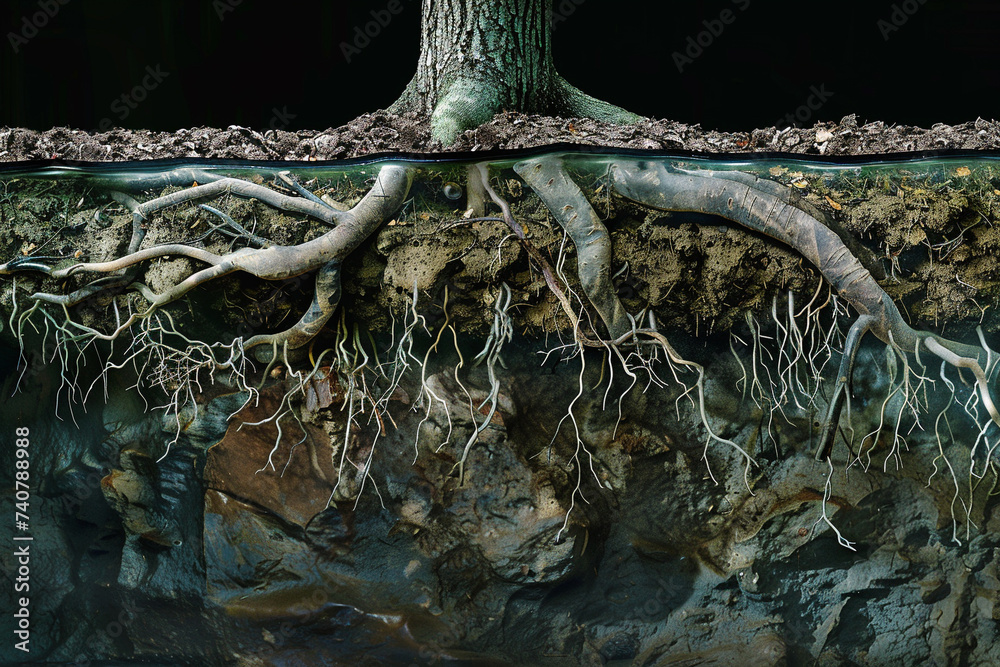 High resolution scan of tree roots wrapped around underground water ...