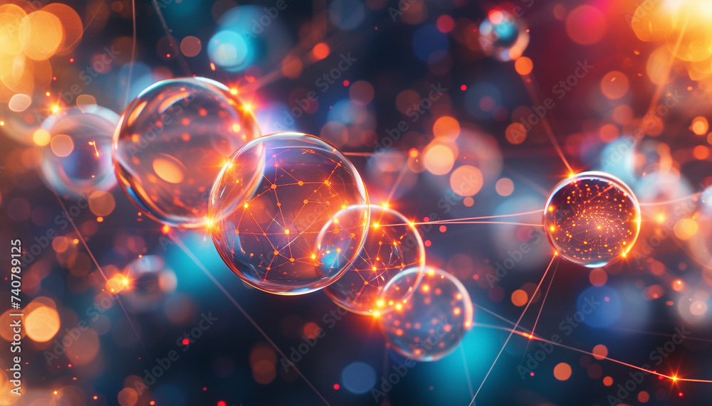 Stylized illustration of a quantum computing concept visualizing qubits ... Stylized illustration of a quantum computing concept visualizing qubits ...