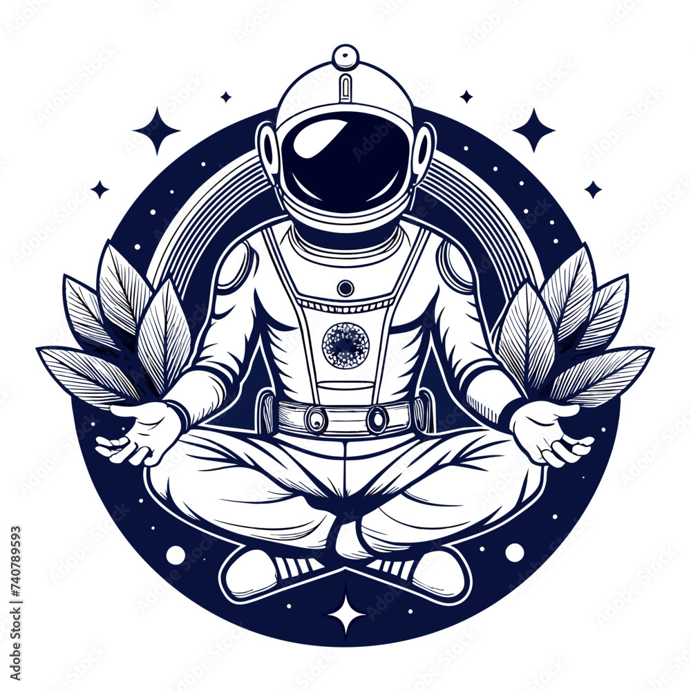 Astronaut in the lotus position tattoo art and t-shirt design. Symbol ...