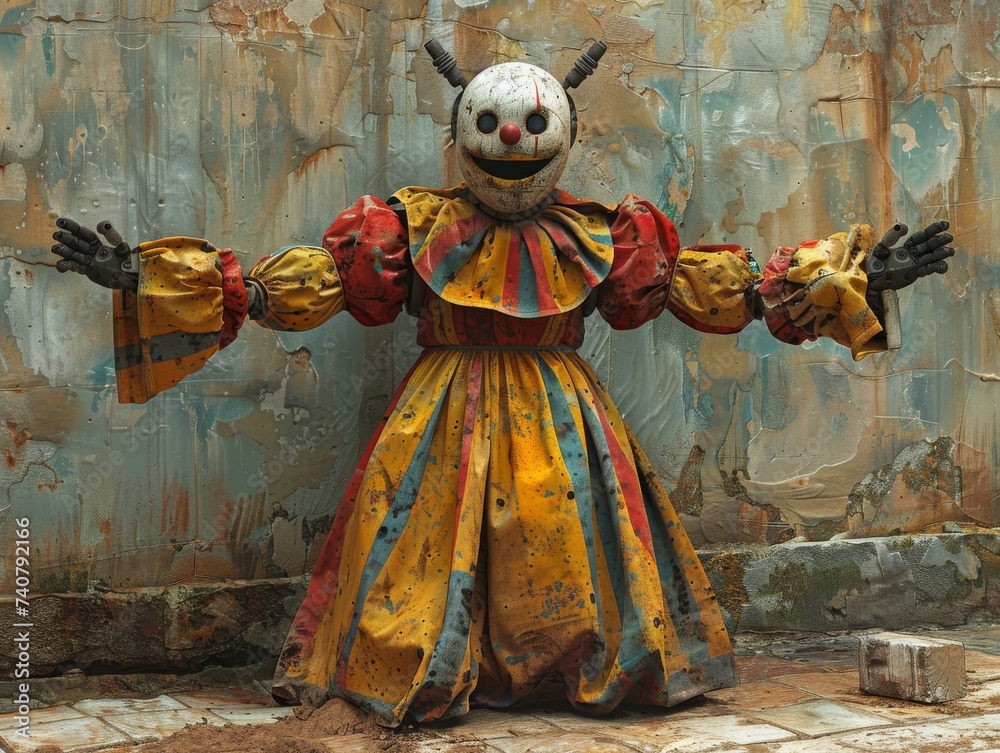 Robot jester entertaining at a medieval court mechanical laughter ...