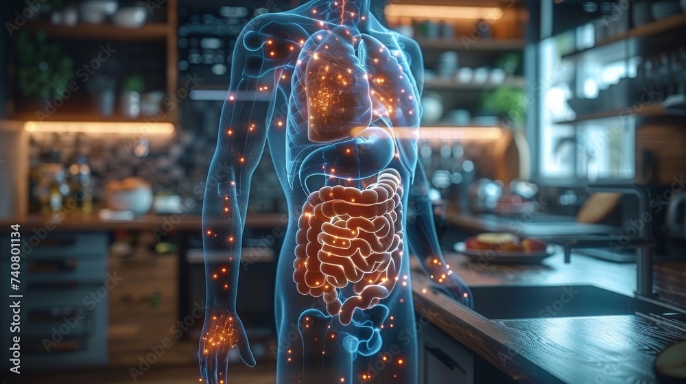 Polygonal gastrointestinal tract with a digestive efficiency analyzer ...