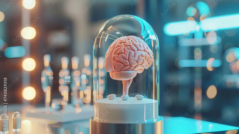 Capsule and brain stimulation concept embodying the hope for cognitive ...