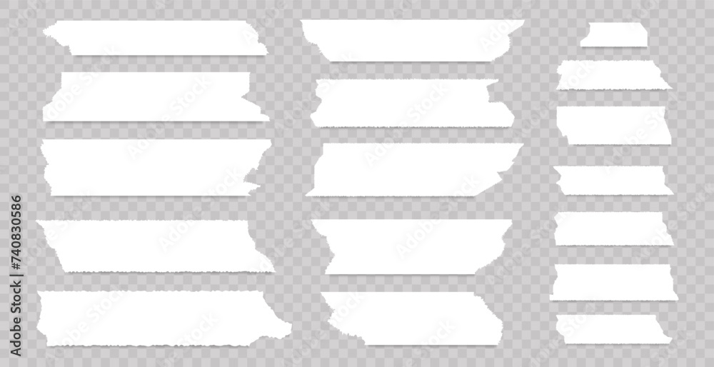 Set of torn rip edges paper strip pieces. Vector ripped isolated sheet ...