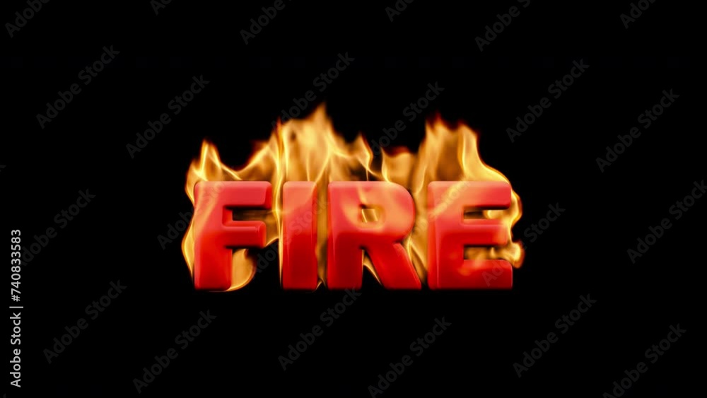 Word fire. Bright fiery text on a transparent background. Seamless ...