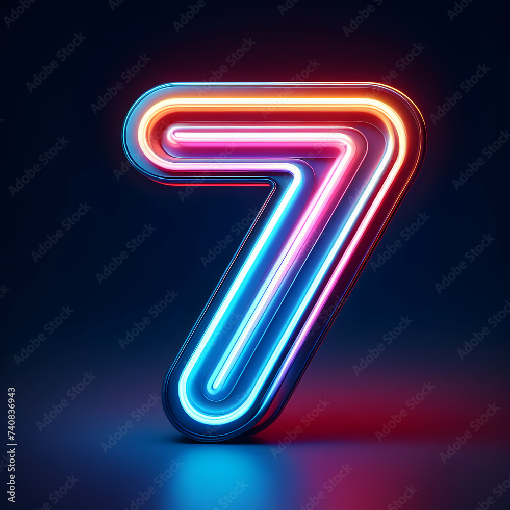 number seven on background. Symbol 7 . Invitation for a birthday party ...