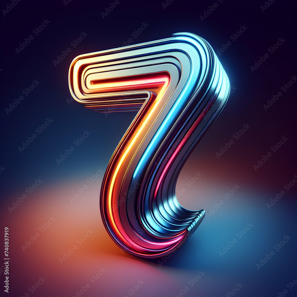 number seven on background. Symbol 7 . Invitation for a birthday party ...