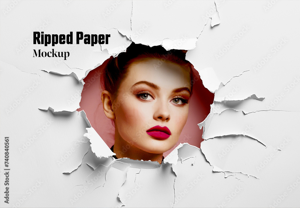 Ripped Paper Mockup. Ai Generated Stock Template | Adobe Stock