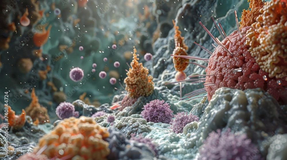 Highly detailed visualization of various pathogens within a bodily ...