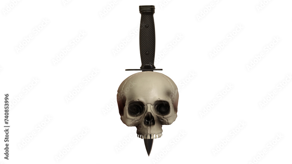 human skull and military bayonet on transparent background Stock-Foto ...