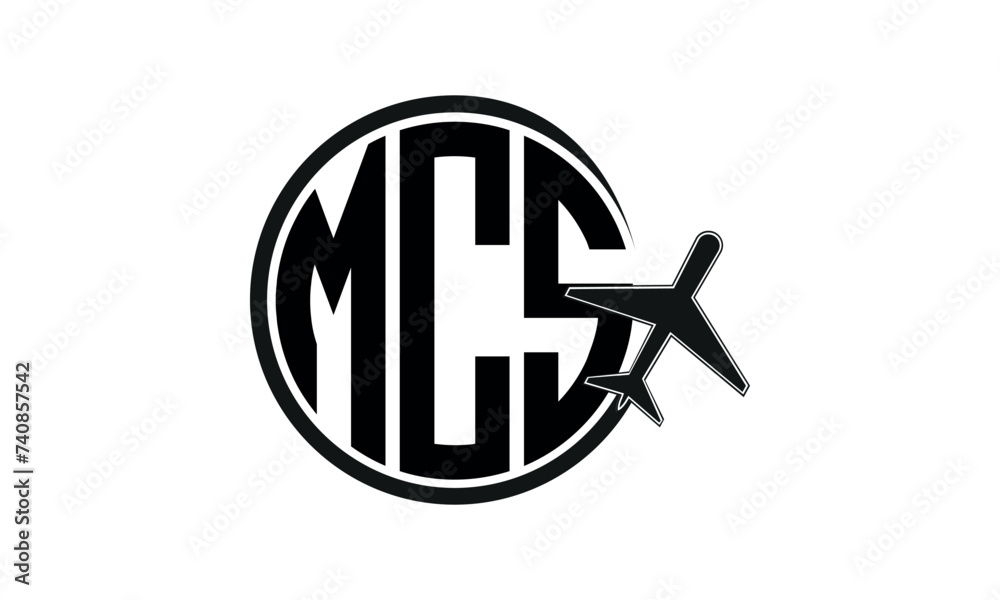 MCS three initial letter circle tour & travel agency logo design vector ...