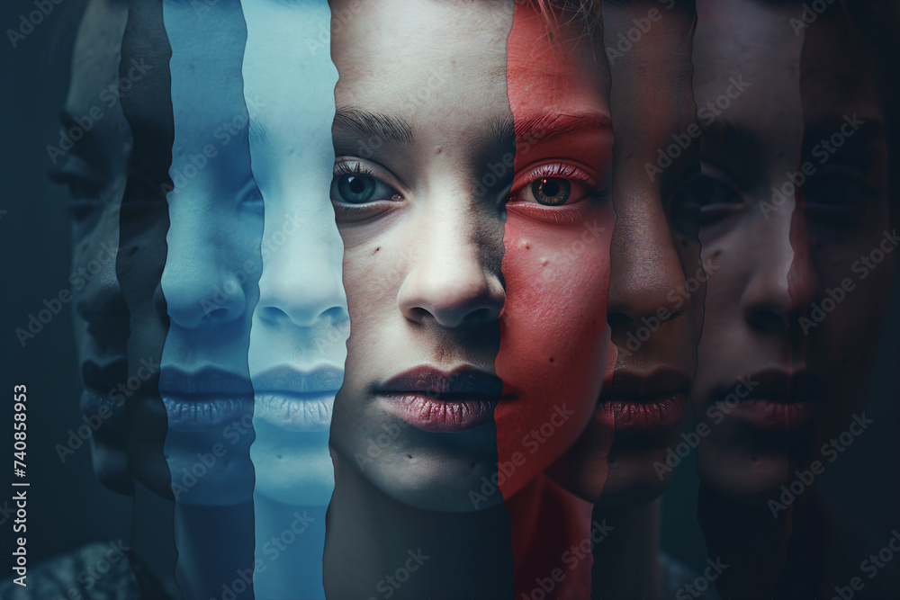 Human face symbolizes psychological instability anxiety and bipolar ...