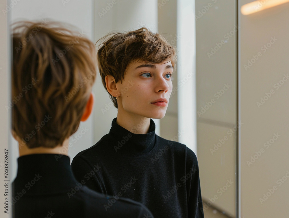 person looking at themselves in a mirror, reflecting on accountability ...