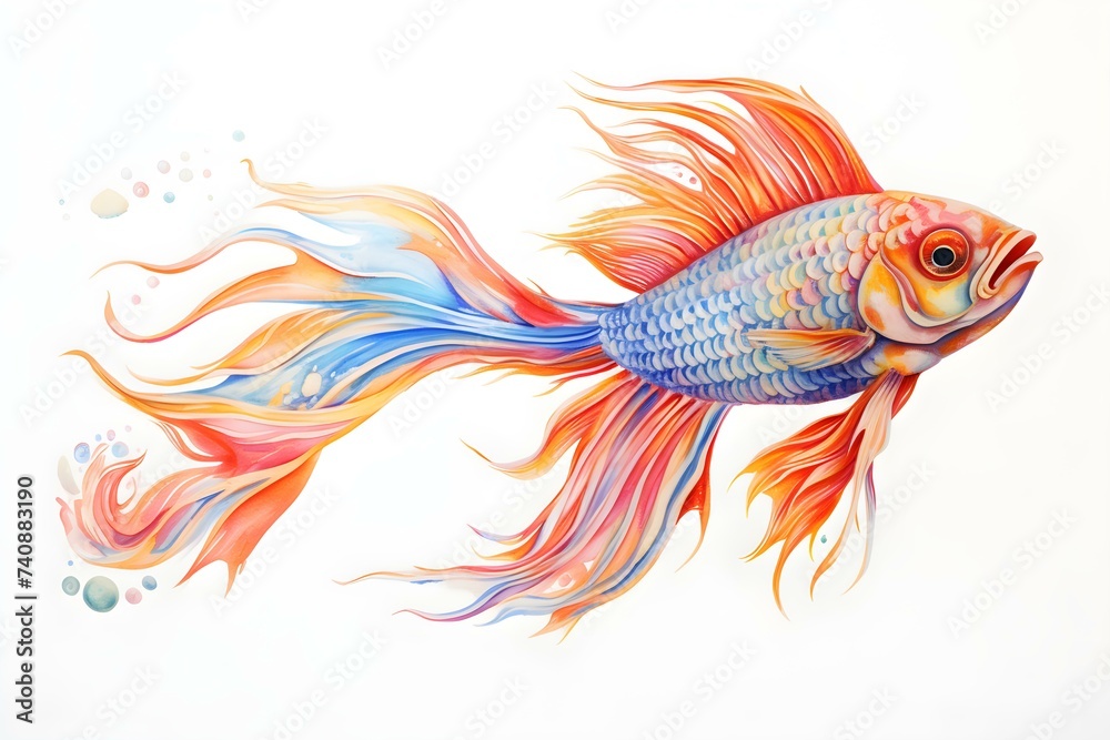 A Fish Illustrated in Colored Pencils. Concept Realistic Fish Drawing ...
