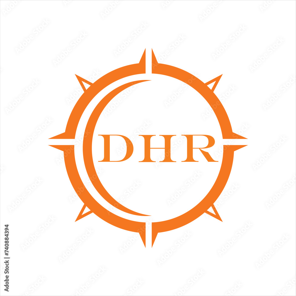 DHR letter design. DHR letter technology logo design on a white ...