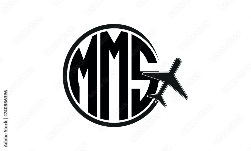 MMS three initial letter circle tour & travel agency logo design vector ...