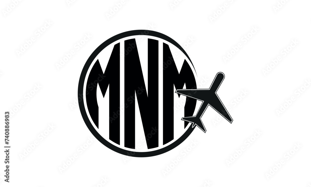 MNM three initial letter circle tour & travel agency logo design vector ...