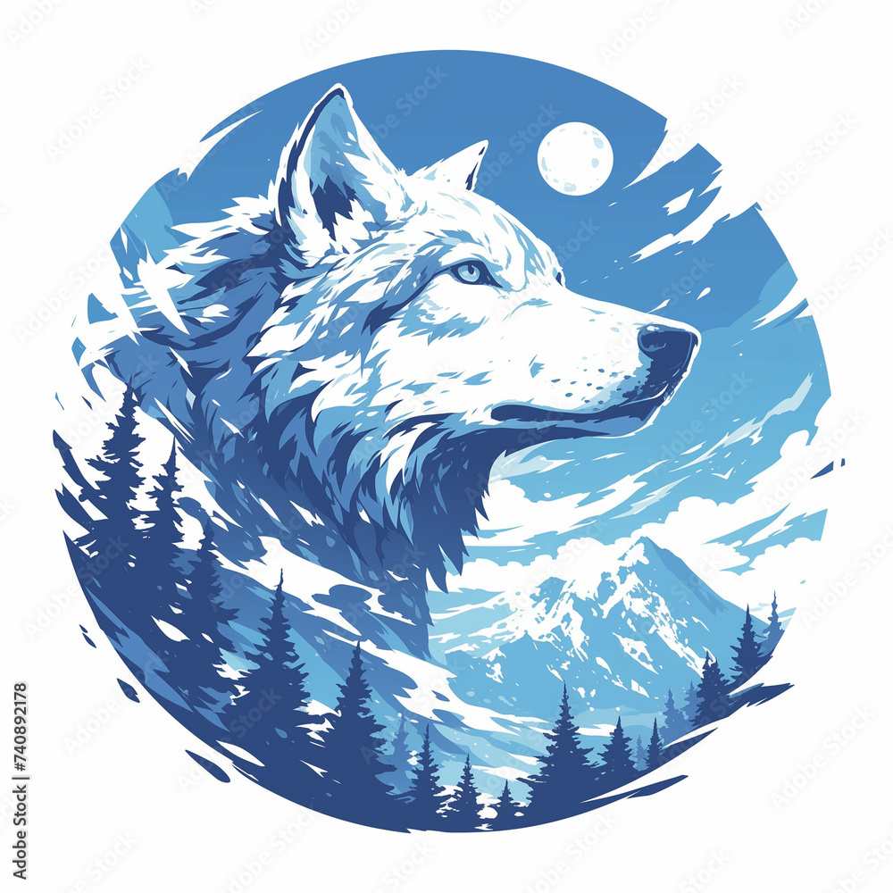 Wolf badge for t-shirt design. Animal wolf concept poster. Creative ...