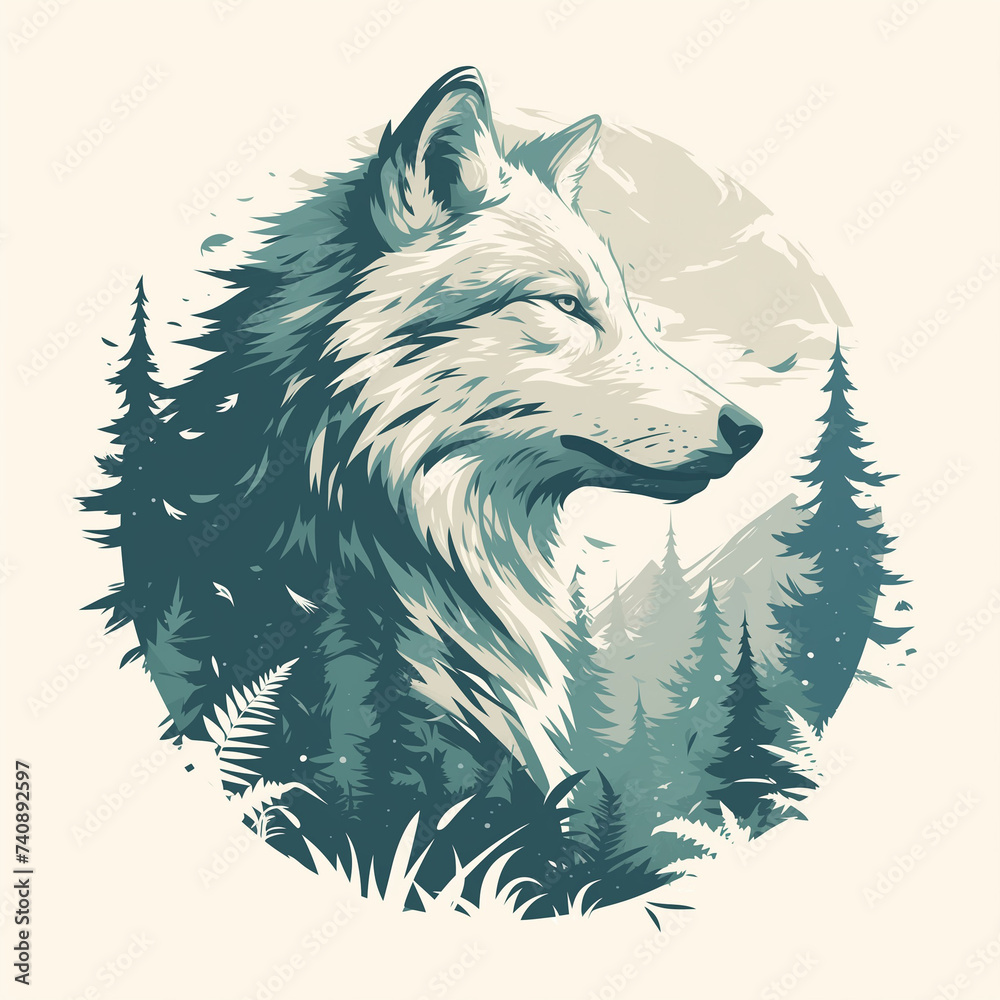 Wolf badge for t-shirt design. Animal wolf concept poster. Creative ...