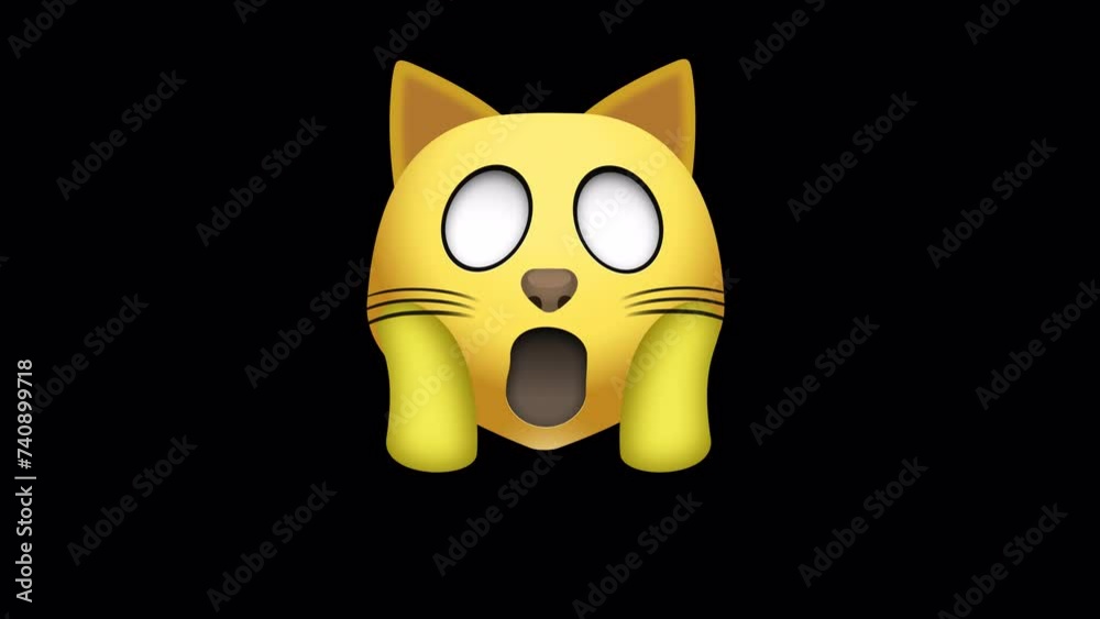 Weary Cat Face Emoji Animated on a Transparent Background. 4K Loop ...