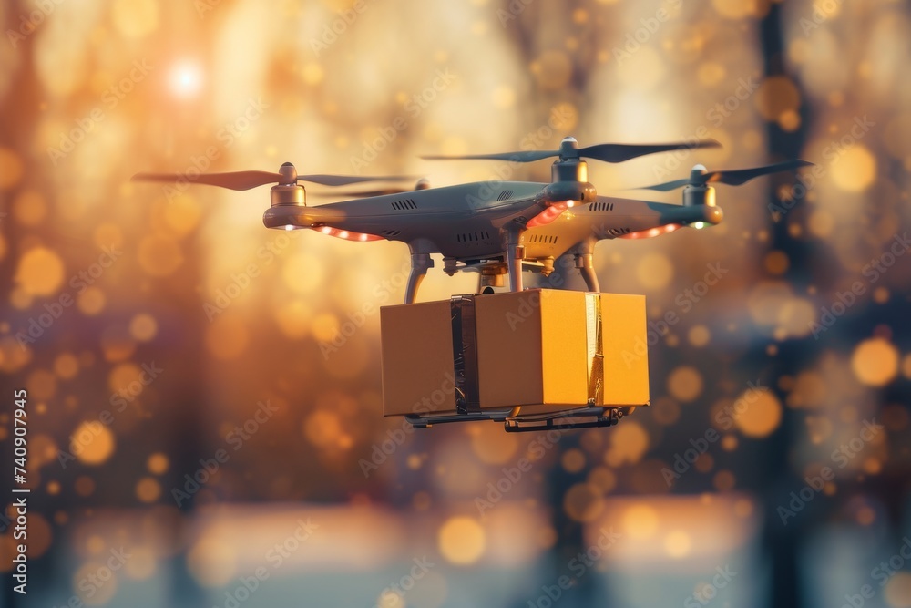 Smart package Drone Delivery bvlos. Box shipping monthly box parcel ...