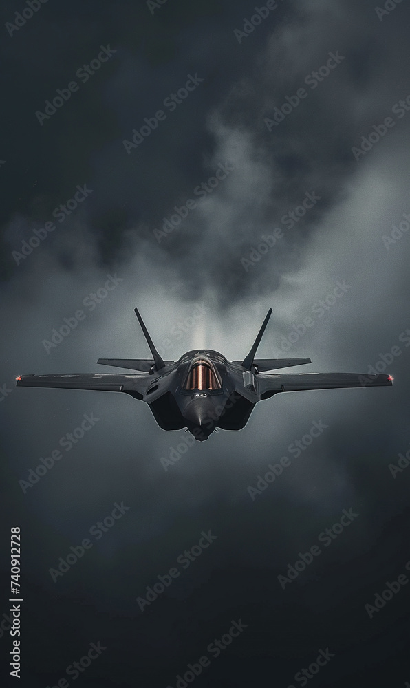 modern fifth generation combat air fighter jet in sky, advanced stealth ...