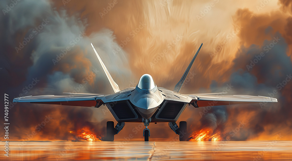 modern fifth generation combat air fighter jet in sky, advanced stealth ...