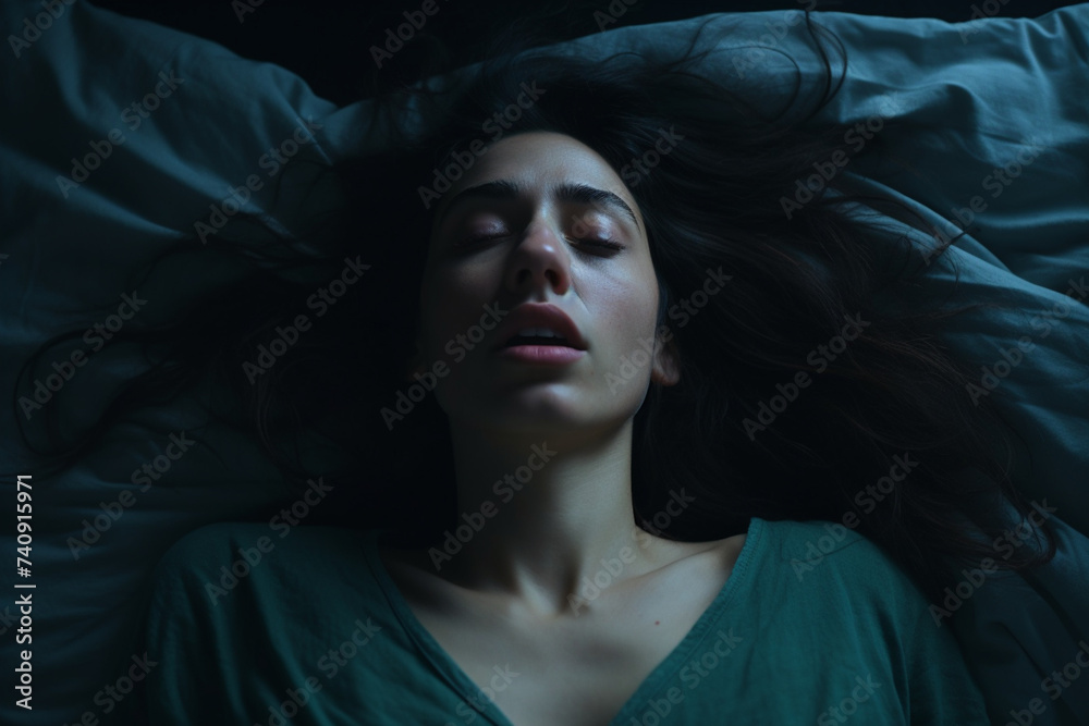 Tossing and turning in bed trying to fall asleep. Exhausted and sleep ...