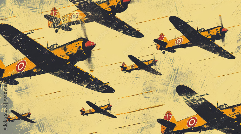 toy military fighter jet airplane pattern on color background, war and ...