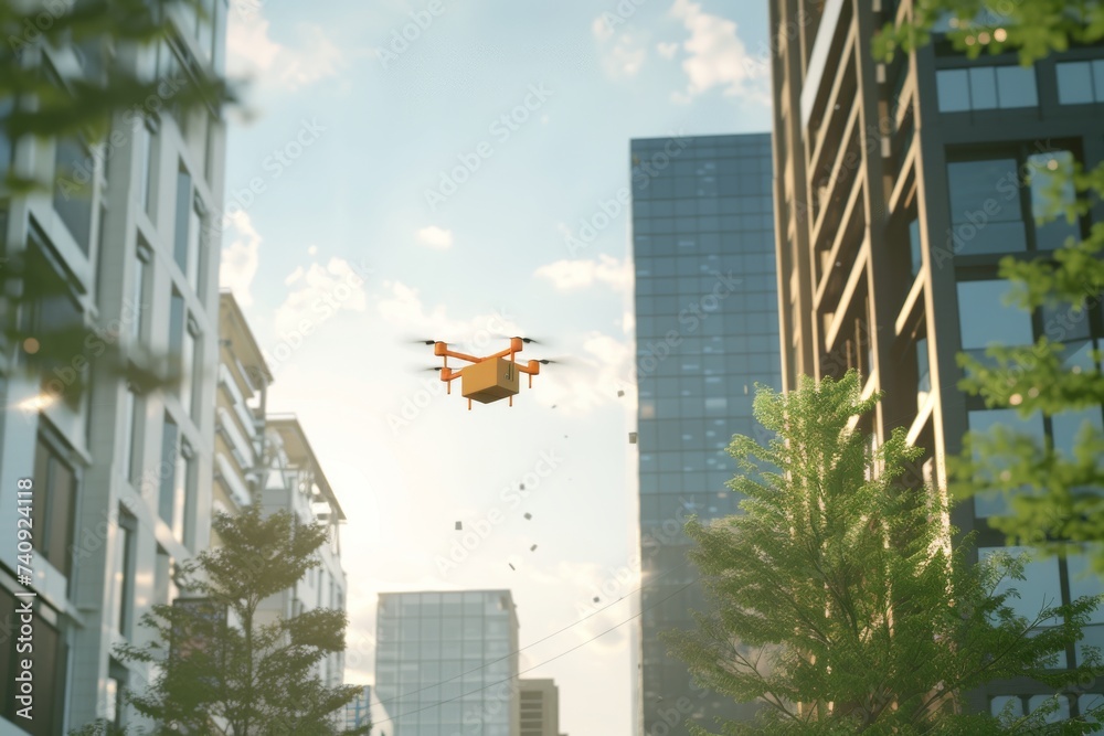 Smart package Drone Delivery drone delivery pilot program. Box shipping ...