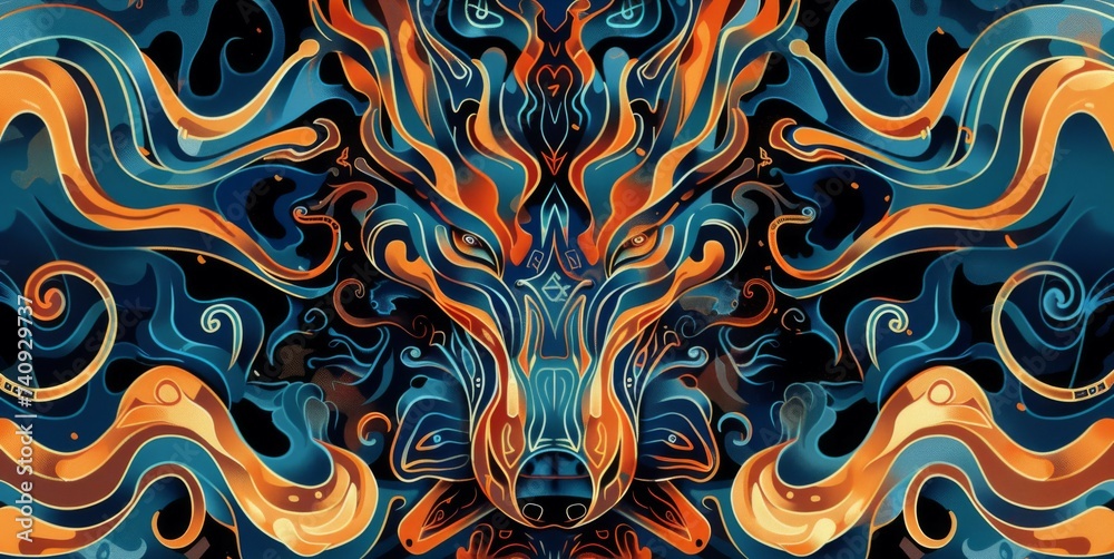 Stylized Portrait of Fenrir, the Norse Wolf of Mythology, Destined for ...