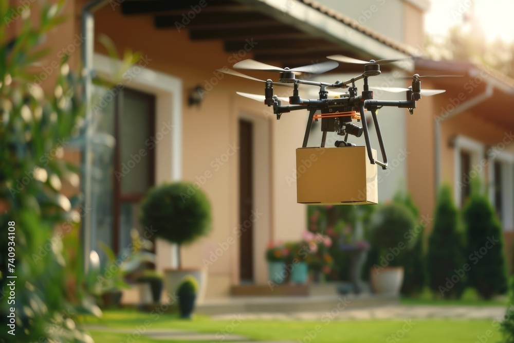 Smart package Drone Delivery smart garden devices. Parcel smart homes ...