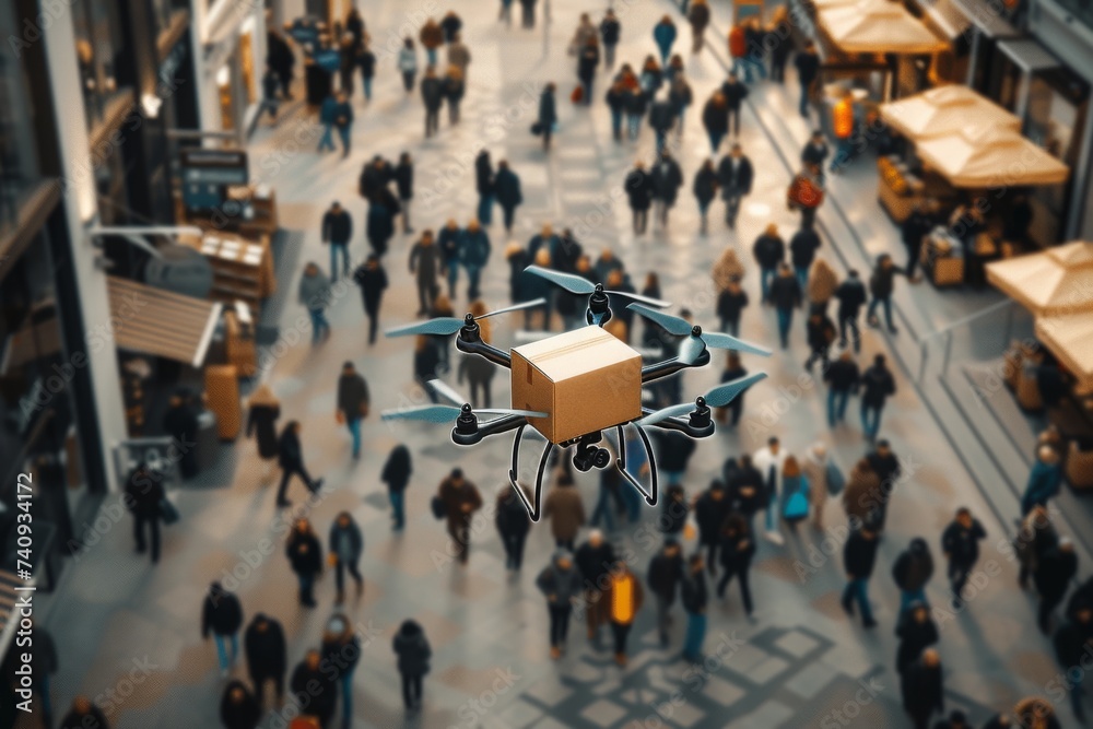 Smart package Drone Delivery seed planting schedule. Parcel suburban ...