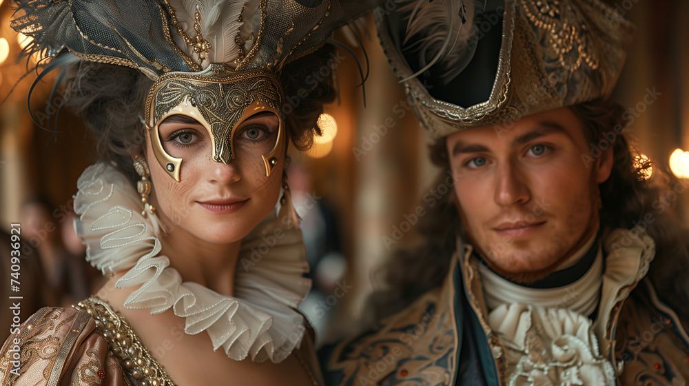 A lavish medieval French masquerade ball, where candlelit elegance ...