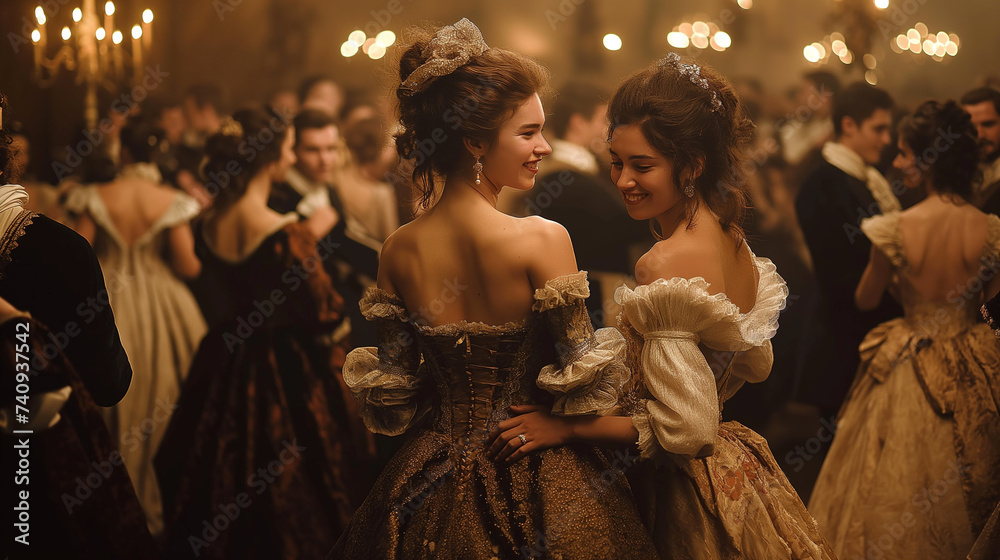 A lavish medieval French masquerade ball, where candlelit elegance ...