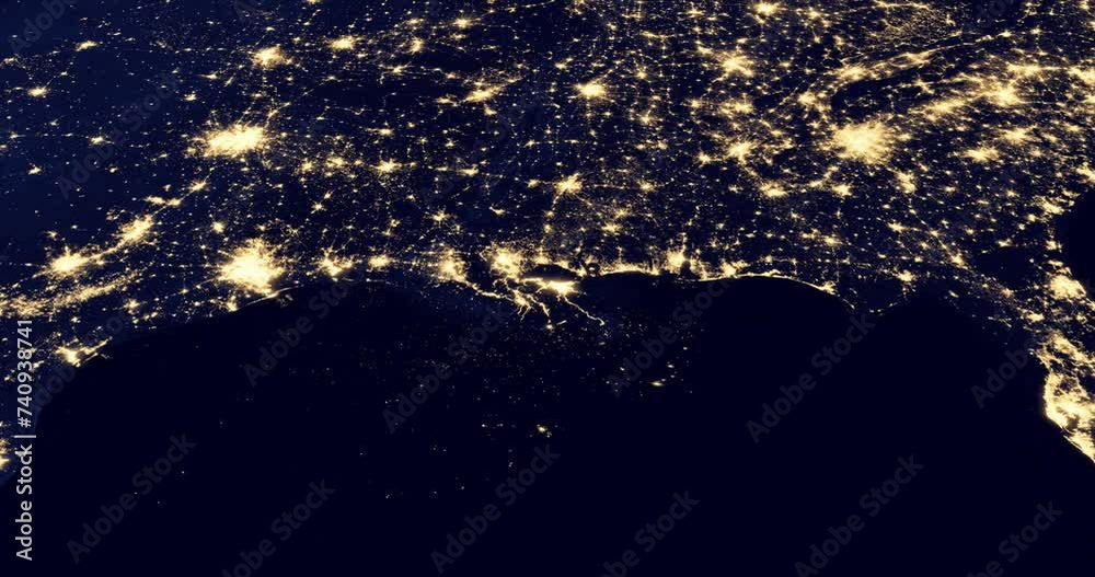 An animated map of the night lighting of the Gulf Coast as well as ...