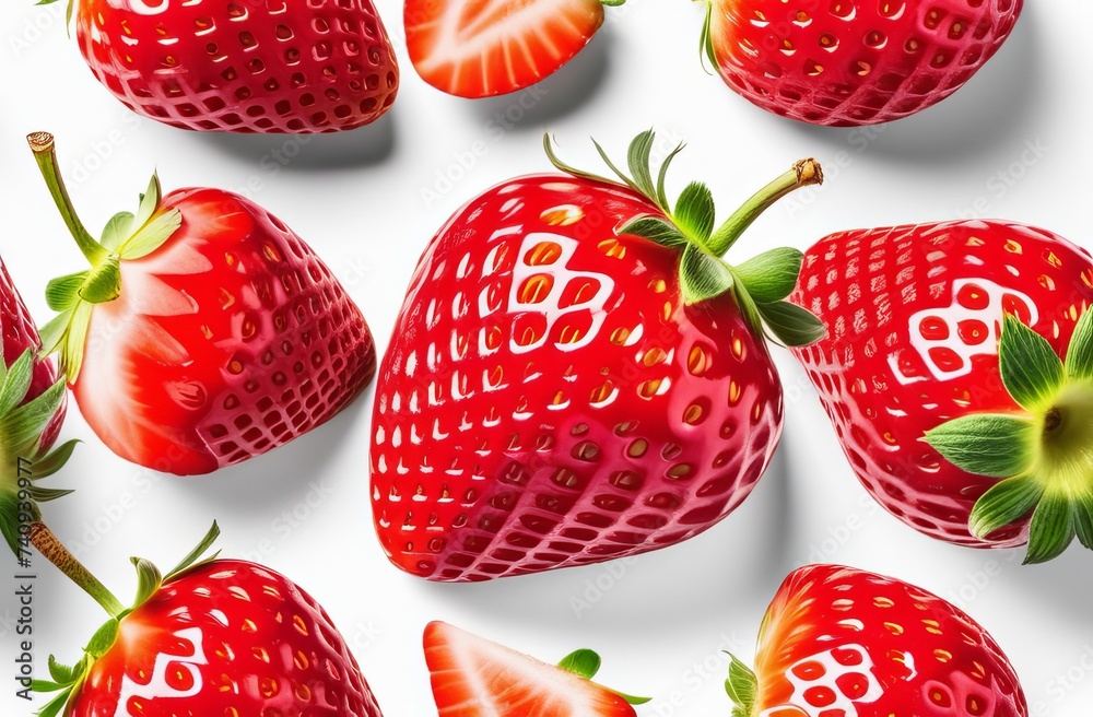 Strawberry isolated. Whole strawberries with leaf on white background ...