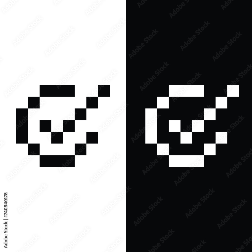 pixel check mark icons. yes 8 bit icon Stock Vector | Adobe Stock