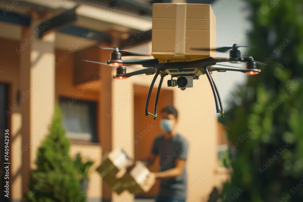 Smart package Drone Delivery tech innovation hubs. Parcel continuous ...